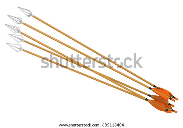 Bundle Wooden Arrows Sharp Arrowheads Isolated Stock Illustration ...