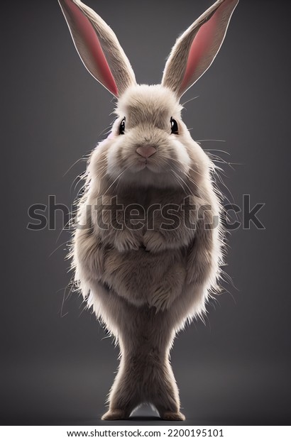 Bunny Stand Look Front Face Stock Illustration 2200195101 | Shutterstock