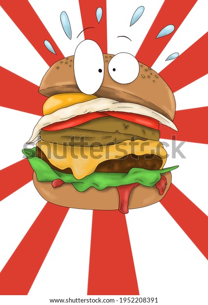 Burger Scared Face Lines Background Stock Illustration 1952208391 ...