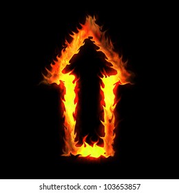 Burning Arrow Pointer On Black Background Stock Illustration 103653857 ...