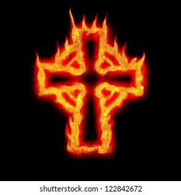 Burning Fire Flame Celtic Cross Abstract Stock Illustration 122842672 ...