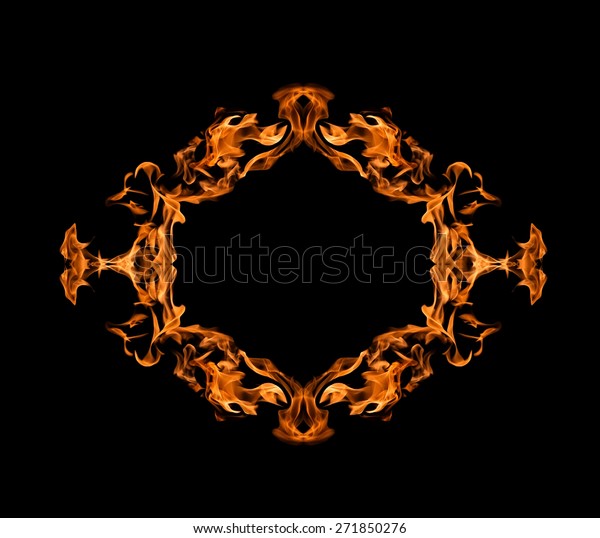 Burning Fire Frame On Black Background Stock Illustration 271850276 ...