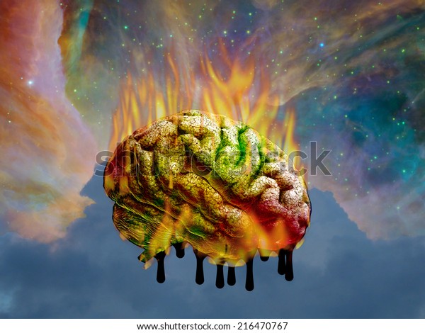 Burning Melting Brain Elements This Image Stock Illustration 216470767 ...
