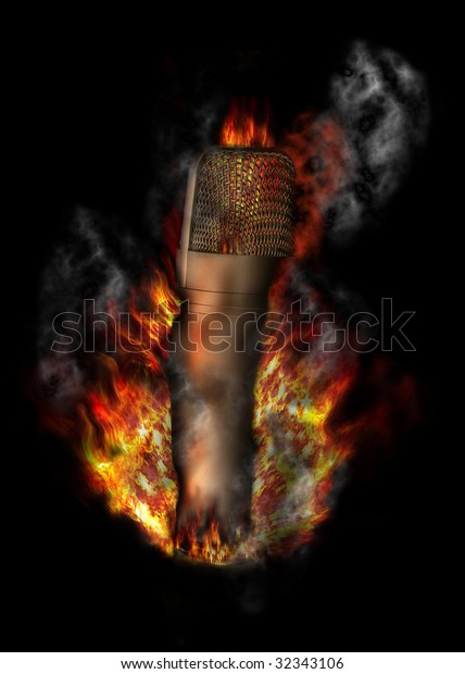Burning Microphone Stock Illustration 32343106 | Shutterstock