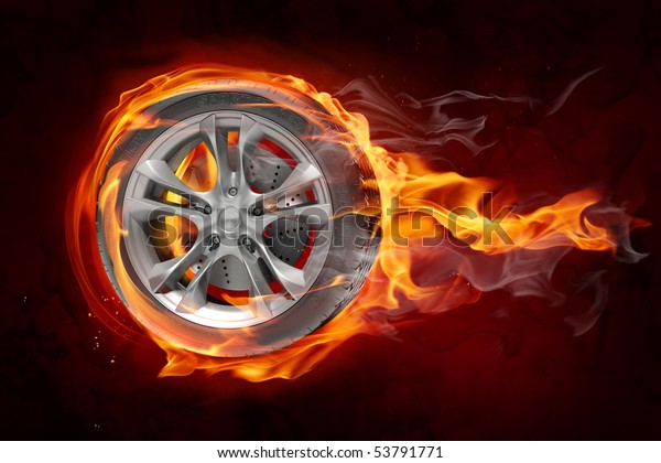 Burning Wheel Stock Illustration 53791771
