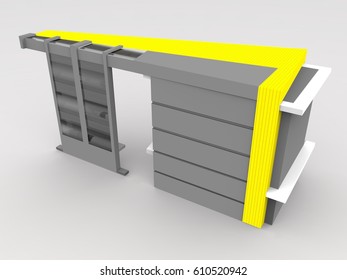 Bus Stop Side View 3d Render Stock Illustration 610520942