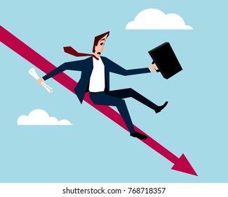 Businessman On Falling Down Chart Stock Illustration 768718357