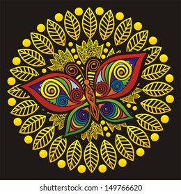 Butterfly Round Pattern Design Element Illustration Stock Illustration ...