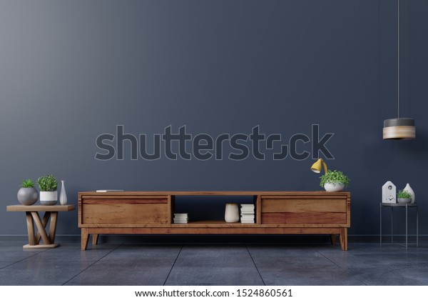 Cabinet Tv Empty Interior Room Dark Stock Illustration 1524860561 ...