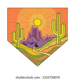 Cacti Wolf Evening Desert Stock Illustration 1525750070 | Shutterstock