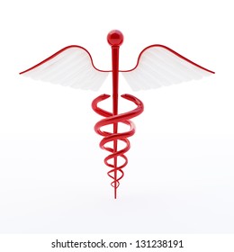 Red Medical Caduceus Symbol On White Stock Illustration 1705655155