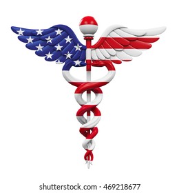Caduceus American Flag 3d Rendering Stock Illustration 469218677 ...