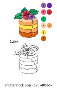 Cake Coloring By Number Example Kids Stock Illustration 1957485667 ...