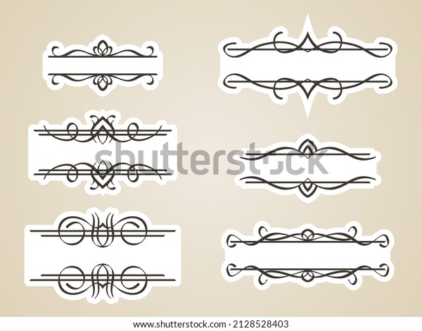 Calligraphic Headline Frame Design Element Set Stock Illustration ...