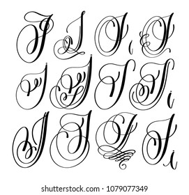 Calligraphy Lettering Script Font J Set Stock Vector (Royalty Free ...