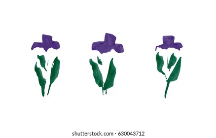 Calligraphy Simple Iris Flowers Rough Texture Stock Illustration ...