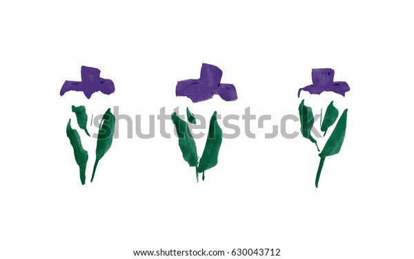 Calligraphy Simple Iris Flowers Rough Texture Stock Illustration ...