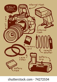 Camera Accessories Stock Illustration 74272534 | Shutterstock