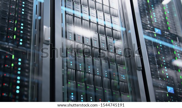 Camera Moving Data Center Along Racks Stock Illustration 1544745191 ...