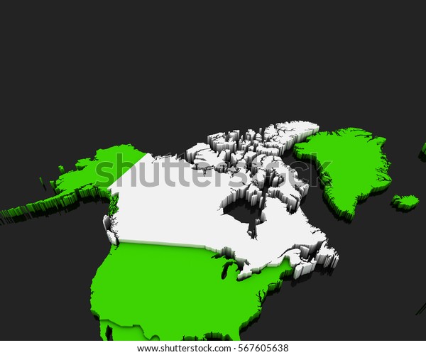 Canada Map Green Background 3d Illustration Stock Illustration ...