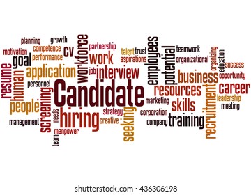 Candidate Word Cloud Concept On White Stock Illustration 436306198 ...
