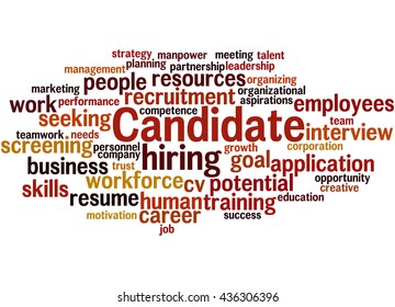Candidate Word Cloud Concept On White Stock Illustration 436306396 ...