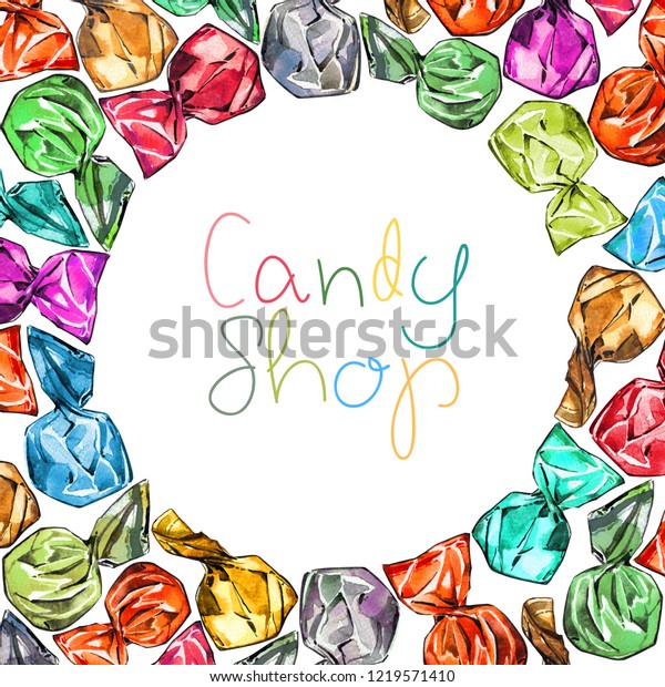 Candy Chocolate Wrapper Glitters Set Watercolor Stock Illustration ...