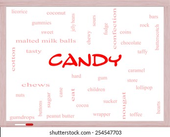 Candy Word Cloud Concept On Whiteboard Stock Illustration 254547703 ...