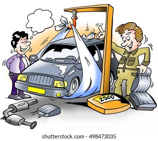 Vector Cartoon Man Fixing Car Stock Vector (Royalty Free) 119746030 ...