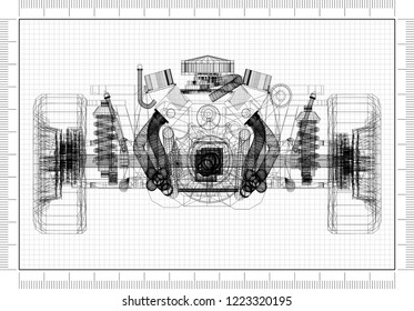 Car Chassis Engine Design Stock Illustration 1223320195 | Shutterstock