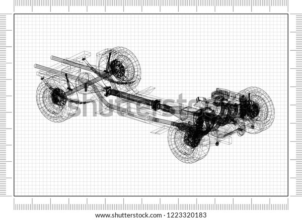 Car Chassis Engine Design Blueprint: ilustrações stock 1223320183 ...