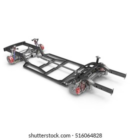 Car Chassis Without Engine On White Stock Illustration 516064828 ...