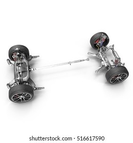 Car Chassis Without Engine On White Stock Illustration 516617617 ...