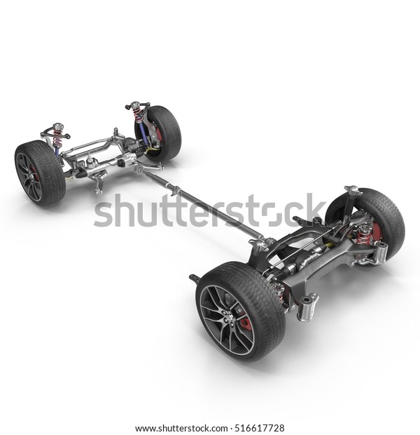 Car Chassis Without Engine On White Stock Illustration 516617728