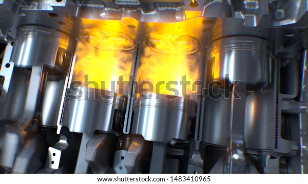 Car Engine Inside Engine Pistons Valves Stock Illustration 1483410965 ...