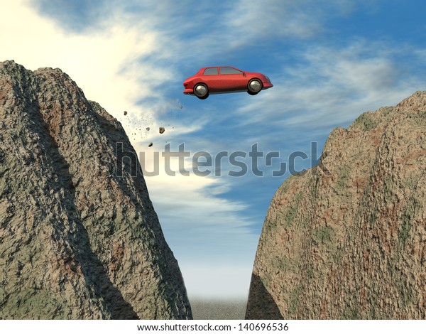 Car Jumping Over Cliff Stock Illustration 140696536 | Shutterstock