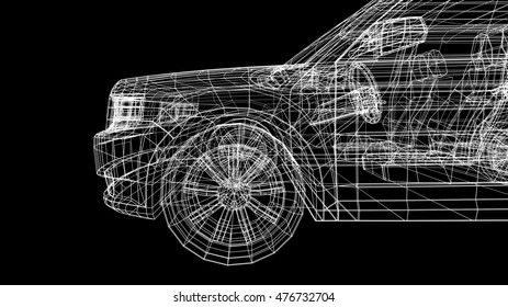 Car Model Body Structure Wire Model Stock Illustration 476732704 ...