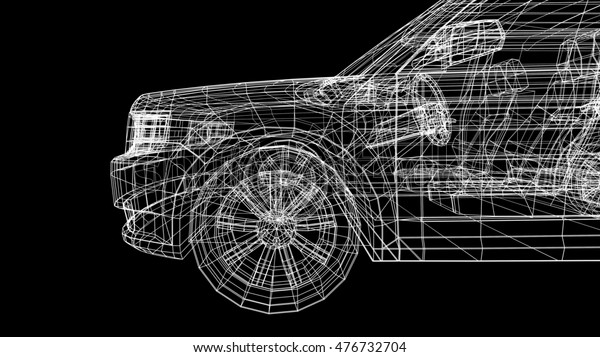 Car Model Body Structure Wire Model Stock Illustration 476732704 ...