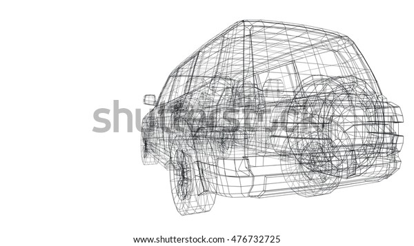 Car Model Body Structure Wire Model Stock Illustration 476732725 ...