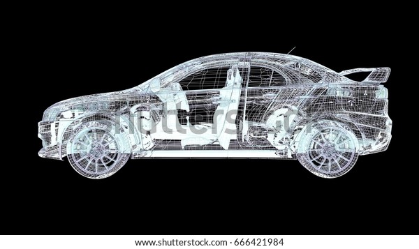 Car Model Body Structure Wire Model Stock Illustration 666421984 ...