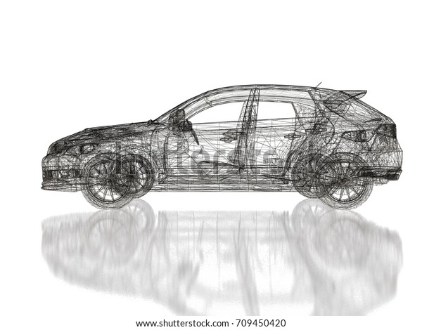 Car Model Body Structure Wire Model Stock Illustration 709450420 ...