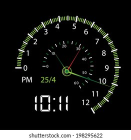 Speedometer Clock Vector Illustration On Black Stock Vector (Royalty ...