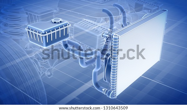 Car Structure Cooling System 3d Rendering Stock Illustration 1310643509