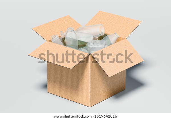 Cardboard Box Plastic Inside Isolated On Stock Illustration 1519642016 ...