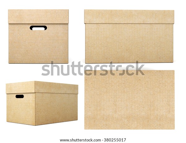 Cardboard Boxes Different Angles On White Stock Illustration 380255017