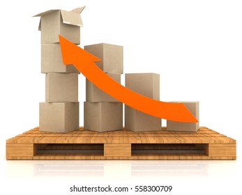 Cardboard Boxes Line Graph Concept 3d 스톡 일러스트 558317752 | Shutterstock