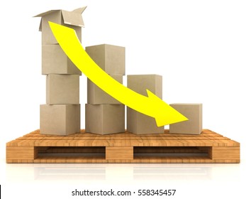 Cardboard Boxes Line Graph Concept 3d Stock Illustration 558300721