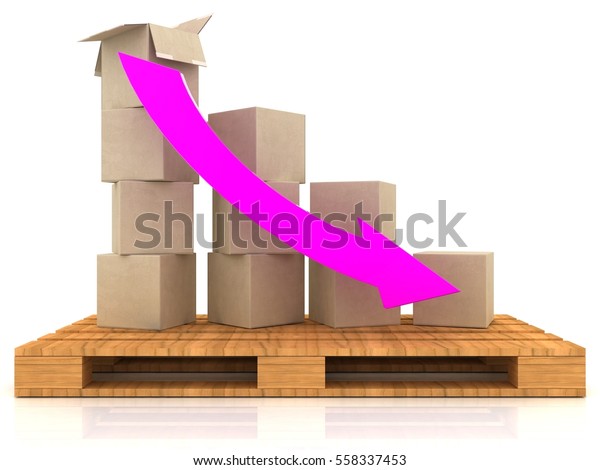 Cardboard Boxes Line Graph Concept3d Render Stock Illustration ...