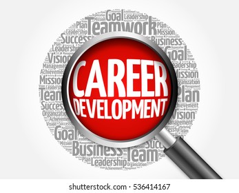 Career Development Word Cloud Magnifying Glass Stock Illustration ...