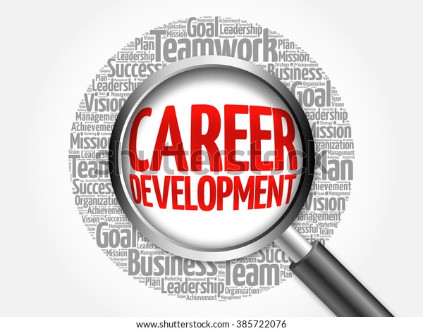 Career Development Word Cloud Magnifying Glass Stock Illustration ...